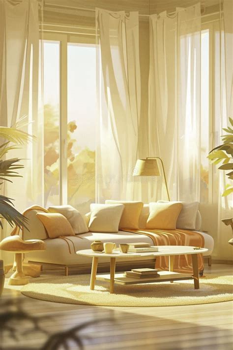 Drawing Of A Large Sofa In A Bright Interior Stock Illustration Illustration Of Interior Cozy