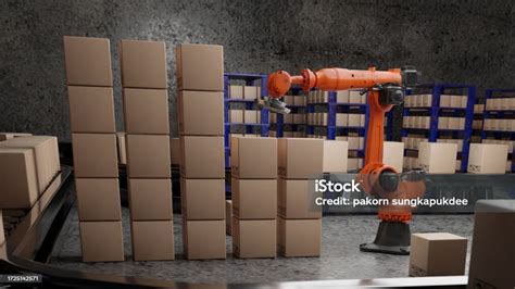 팔 로봇 Ai 제조 박스 제품 제조업을 위한 대상 기술 미래의 제품 수출입 제품 식품 화장품 의류 창고 기계적 미래 기술 상자에 대한 스톡 사진 및 기타 이미지 Istock