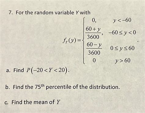 Solved For The Random Variable Y With Chegg
