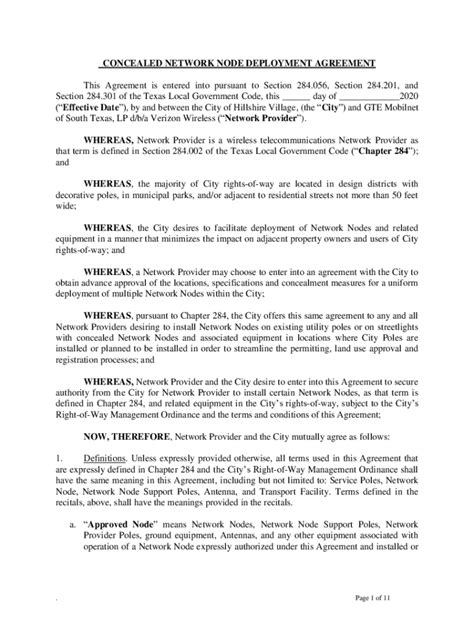 Fillable Online Concealed Network Node Deployment Agreement Fax Email Print Pdffiller