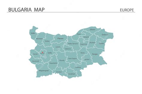 불가리아 지도 벡터 그림 지도에는 모든 지방이 있고 불가리아의 수도를 표시합니다 프리미엄 벡터