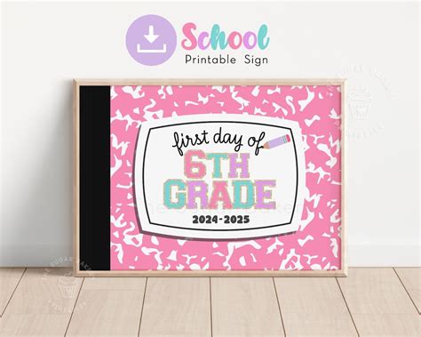 First Day Of 6th Grade Sign Back To School 6th Grade Sign Composition