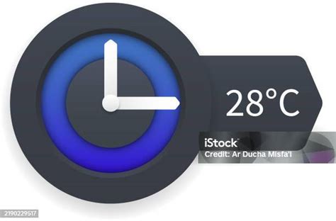Widget Ui Jam Modern Dengan Desain Melingkar Biru Dan Tampilan Suhu Untuk Antarmuka Digital