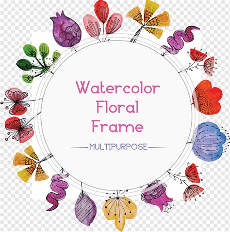 여러 가지 빛깔의 수채화 꽃 라운드 프레임 Png Pngwing