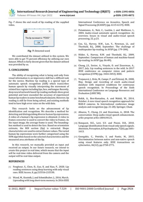 Lip Reading Visual Speech Recognition Using Lip Reading Pdf