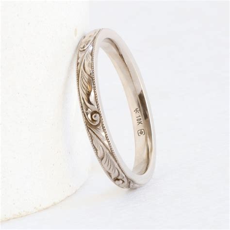 Scroll Pattern Band In White Gold In 2024 Palladium White Gold White