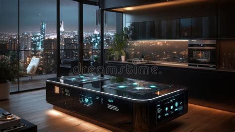 Ai Powered Robotic Assistant Helping In A Modern Kitchen Smart Home