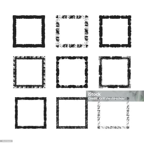 거친 그런 지 일본 프레임 세트 사각 잉크 찢어진된 상자입니다 벡터는 일러스트 레이 션 고립 가장자리에 대한 스톡 벡터 아트 및 기타 이미지 Istock