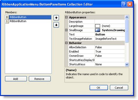 Application Menu Collection Editors Componentone Ribbon For Winforms