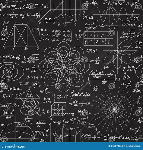 Scientific Vector Seamless Pattern With Math Equations Calculations And Formulas Handwritten