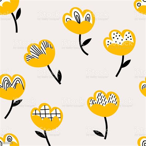 스칸디나비아 스타일의 장식 현대 추상 적 패턴 체크 무늬 점선 기하학적 간단한 질감 노란색 꽃 화려한 간단한 꽃 모양과 배경 화면 귀여운에 대한 스톡 벡터 아트 및 기타