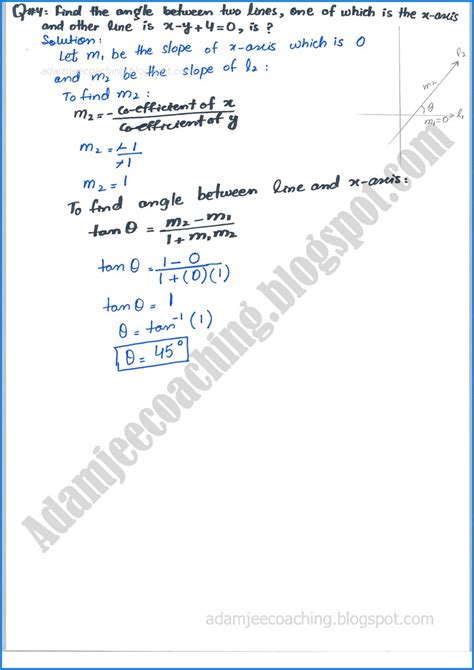 Adamjee Coaching Plane Analytic Geometry Straight Line Exercise 75 Mathematics 12th