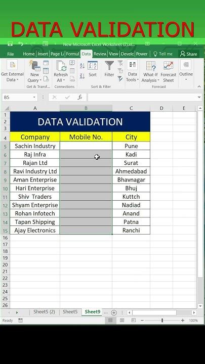 Data Validation Shorts Youtubeshorts Shortvideo Excelforfreshers