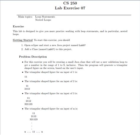 Solved CS Lab Exercise Main Topics Loop Statements Chegg