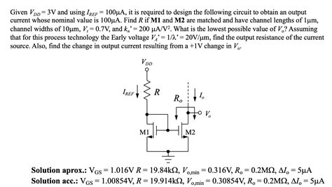 Solved Given VDD V and using IREF μA it is required to Chegg com