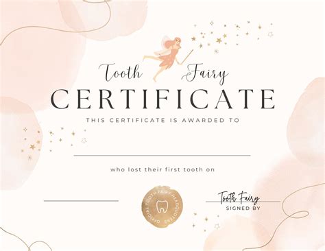 Tooth Fairy Certificate M79 4 Themes Printable Template To Log Teeth