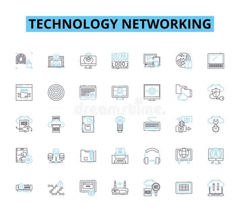 Technology Networking Linear Icons Set Ethernet Wi Fi Router Firewall Switch Hub Modem