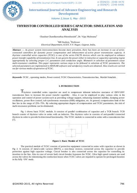 Pdf Thyristor Controlled Series Capacitor Simulation · Thyristor