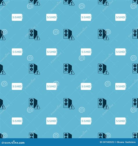 Set Case Of Computer And Sshd Card On Seamless Pattern Vector Stock
