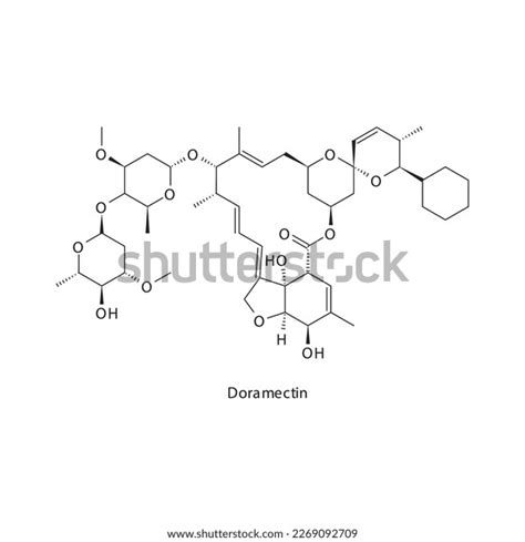 Doramectin Flat Skeletal Molecular Structure Avermectin Stock Vector