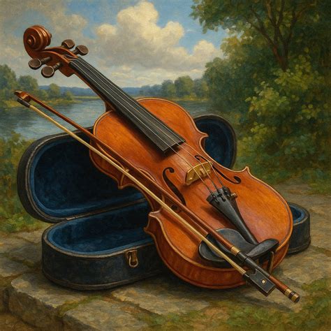 Violin On Velvet Case Outdoors Online Jigsaw Puzzle