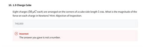 Solved 19 Charge Cube Eight Charges 50μc Each Are