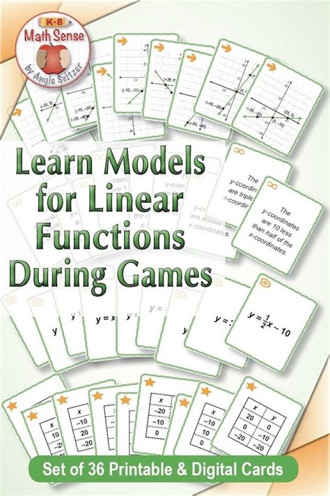 models for linear functions math sense card games and matching