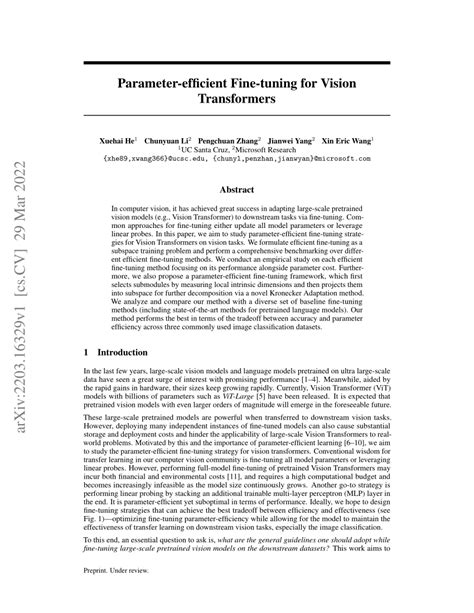 Pdf Parameter Efficient Fine Tuning For Vision Transformers