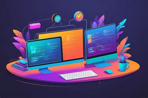 Premium Photo Pair Programming Concept Illustration