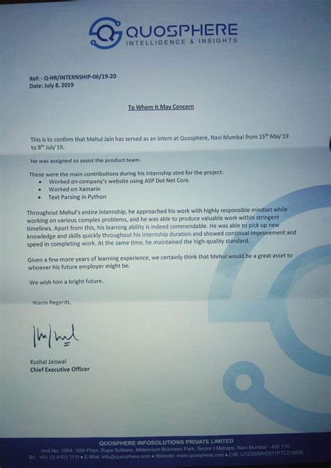 Mehul Jain On Linkedin Internship