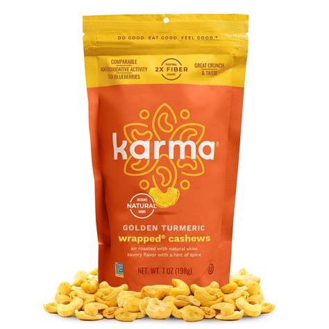 Golden Turmeric Wrapped Whole Cashews By Karma Nuts Air