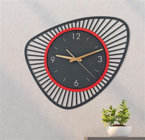Mid Century Modern Large Wall Clock Metal And Wood Atomic Style Wall Art