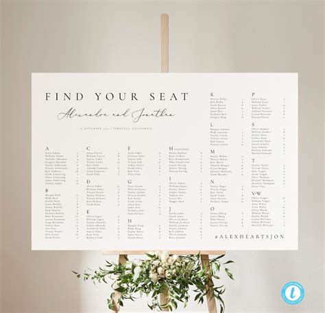 Alphabetical Seating Chart Template Download Minimalist Seating
