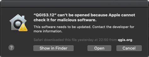 QGIS Cant Be Opened Because Apple Cannot Check It For Malicious Software Issue Qgis