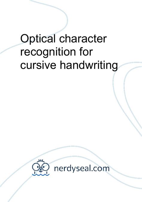 Optical Character Recognition For Cursive Handwriting 10179 Words
