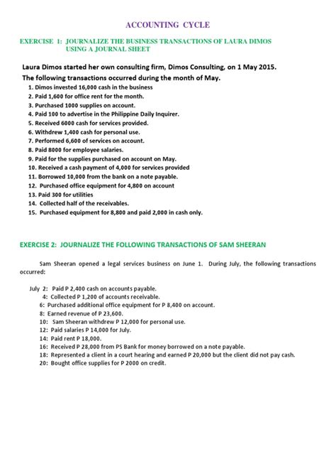 Exercises On Journalizing Debit And Credit Pdf Financial Exercises On Journalizing Debit And Credit Pdf Financial