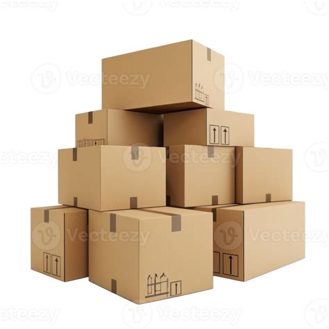 3d Cardboard Box Stack Isolate On Transparency Background 50593497 Png