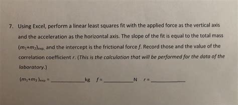 Solved Using Excel Perform A Linear Least Squares Fit With Chegg