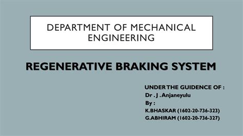 SOLUTION: Regenerative braking system - Studypool