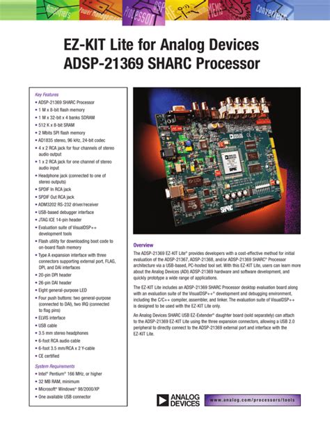 EZ KIT Lite For Analog Devices ADSP