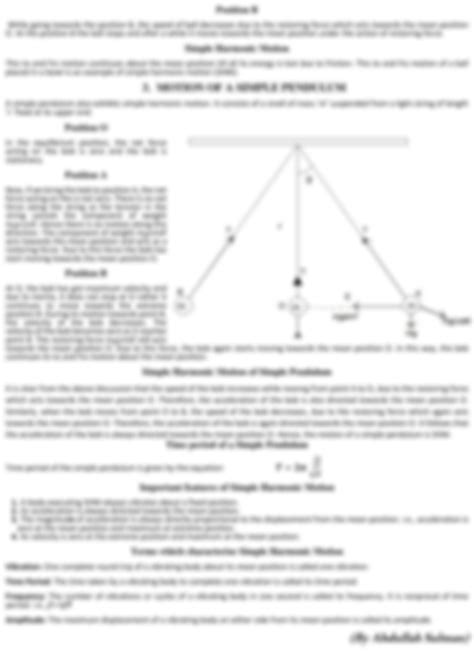 SOLUTION Physics Notes About Simple Harmonic Motion Studypool