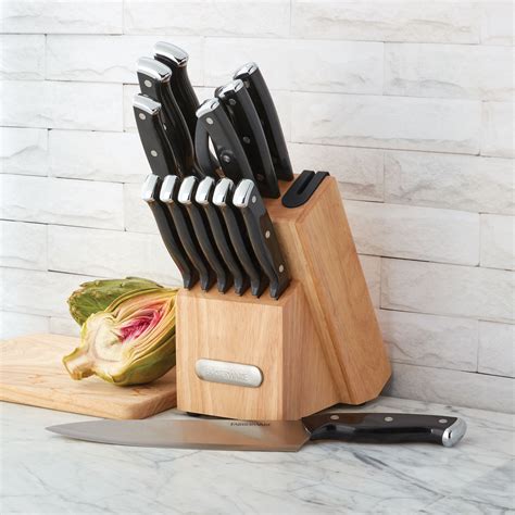 Farberware Edgekeeper 14 Piece Triple Rivet Stainless Steel Knife Block
