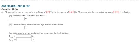 solved additional problems question 21 1a an ac generator