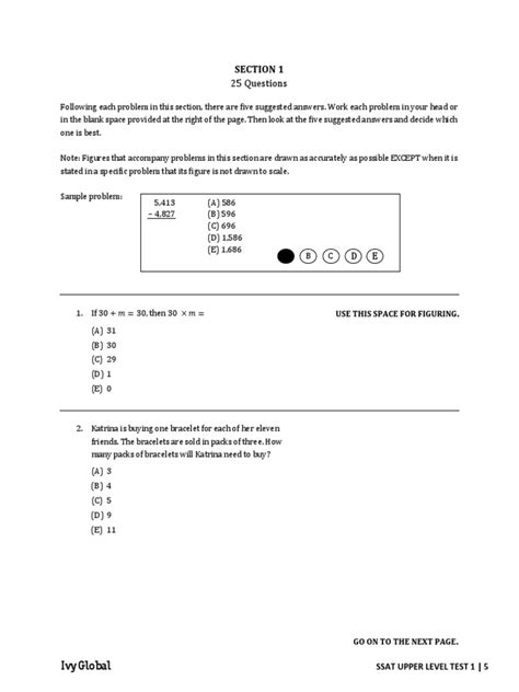 Ssat Pt Math Mathematics Science