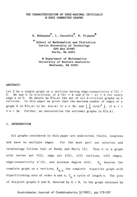 pdf the characterization of edge maximal critically k edge connected