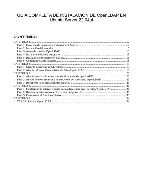 Guia Completa Instalacion Ldap En Ubuntu Server 22044 Pdf Archivo De Computadora