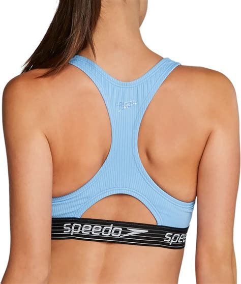 Speedo Womens Swimsuit Bikini Topstripe Logo Robbia Blue Speedo