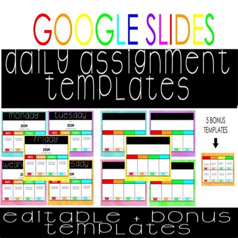 Editable Daily Assignment Templates Rainbow And Crayon Theme