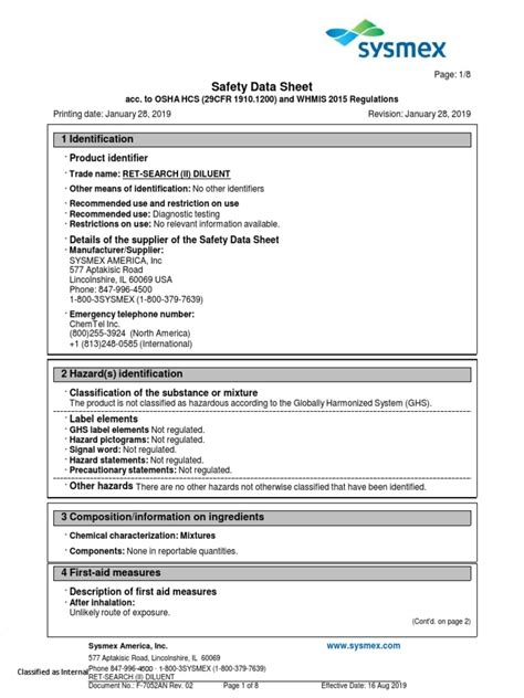 Ret Search Ii Diluent Safety Data Sheet Pdf Safety Occupational