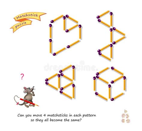 Logic Puzzle Game With Matches For Smartest Can You Move Matchsticks In Each Pattern So They